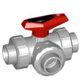 PVC-C 3-Way T-Port Ball Valve | Plain | EPDM | Metric | + GF