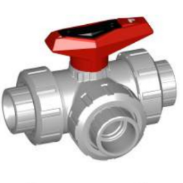 PVC-C 3-Way L-Port Ball Valve | Plain | EPDM | Metric | + GF