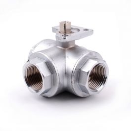 3 Way L ISO Mount Metal Valve | Metal Ball Valves | Pipestock