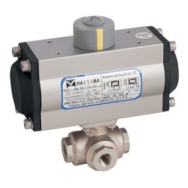Haitima | Brass Ball Valve | T-Port | Pneumatic Actuated