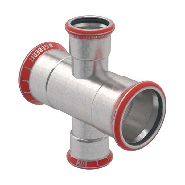 Geberit Mapress Carbon Steel Reducing Pipe Cross 90 | Press Fit | Pipestock