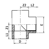 ABS Tee 90° | Inch | Plain x Threaded
