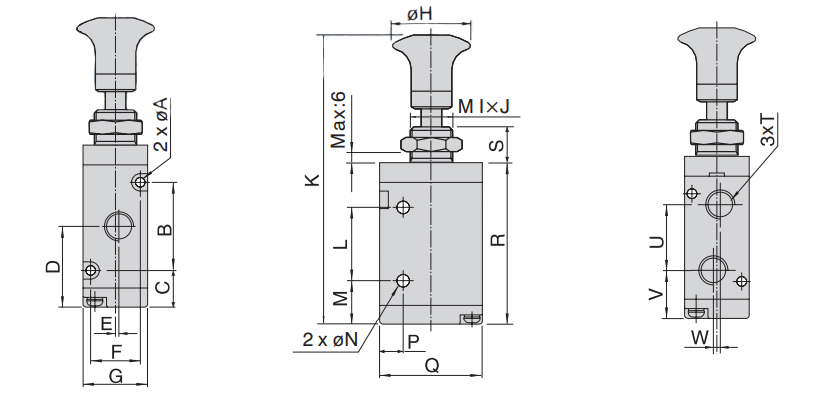 Push/Pull BSPP | Manual 3/2 Way Valves | Pneumatic