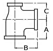 Reducing Run Tee | Crane | Malleable Iron | Black